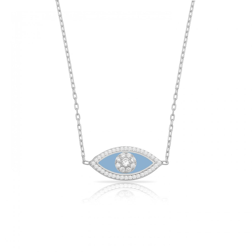 BABY BLUE ENAMEL SOLITAIRE EYE CHOKER – ELEGANT GIRLS