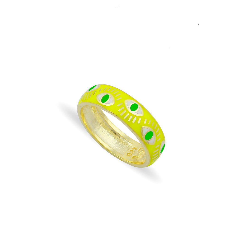 EYE BLEND ENAMEL RING NEON YELLOW – ELEGANT GIRLS